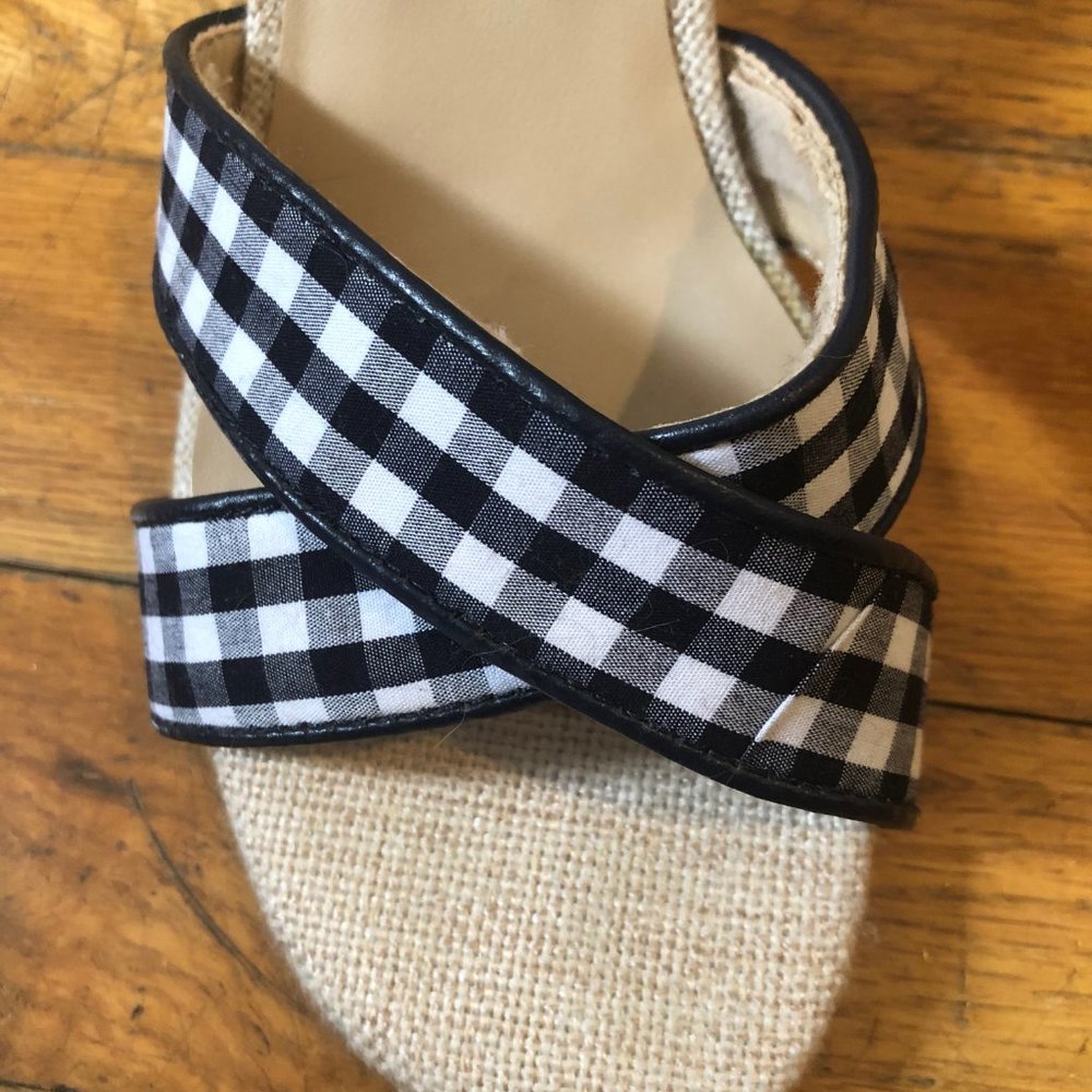Gingham Block Heel Sandals - Gem